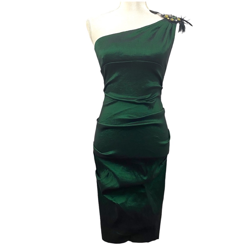 Xscape By Joanna Chen Emerald Green Feather Shoulder … - Gem